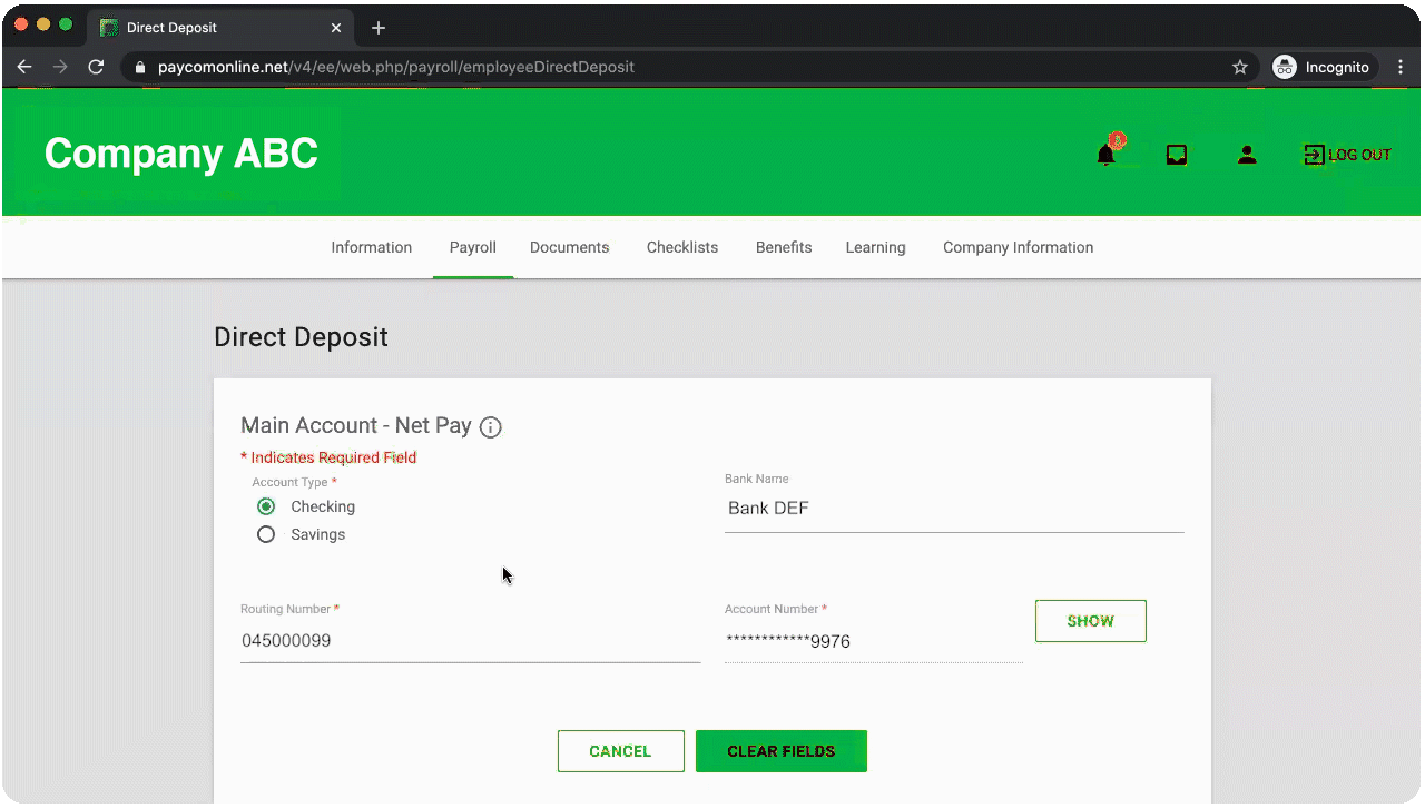 Paycom Change Direct Deposit